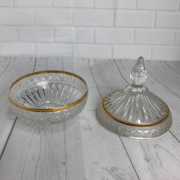 unbranded | Accents | Vintage Crystal Frosted Etched Gold Rim Candy ...